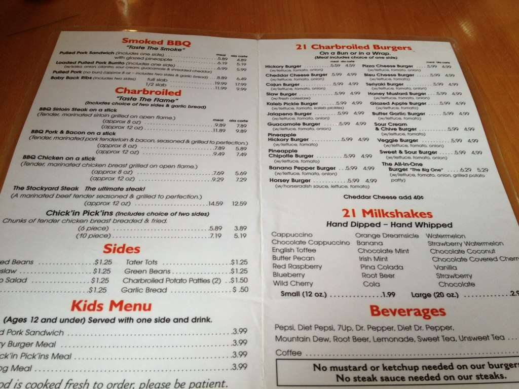 Menu at Arnolds 21 Burgers & Bbq, Mountain View