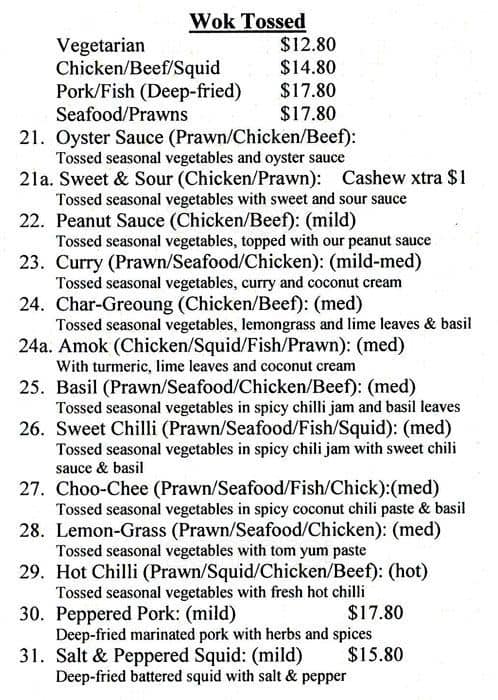 Menu at Angkor Restaurant, Woodville