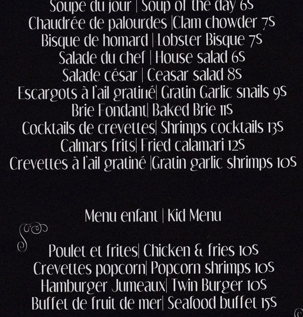 Menu at La Ferme Rouge restaurant, Gatineau, Chem. d'Aylmer