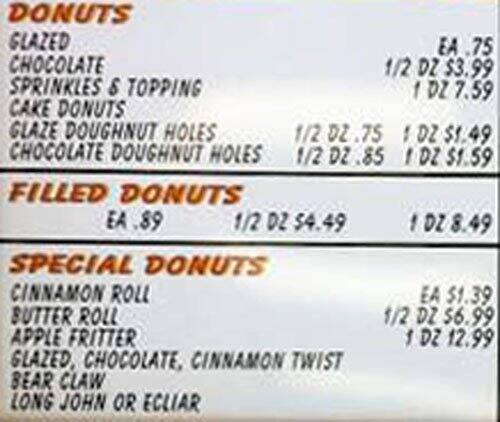 Menu at OB Donuts cafe, Olive Branch