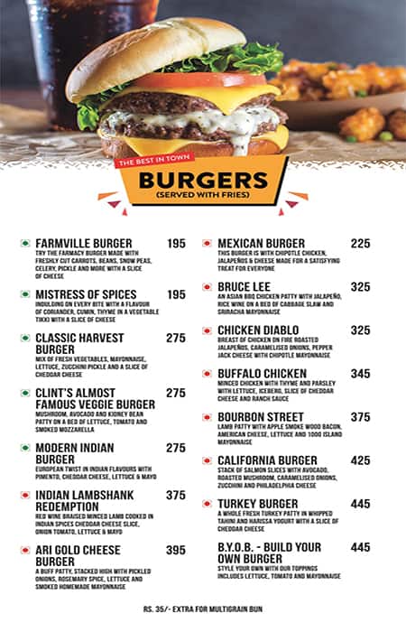 Menu at The Burger House, New Delhi