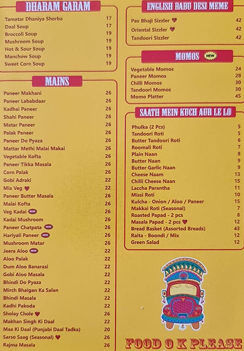 Menu at Khau Galli Restaurant, Dubai
