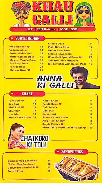 Menu of Khau Galli, Jumeirah Lake Towers (JLT), Dubai