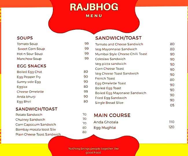 Menu of Rajbhog, Erandwane, Pune