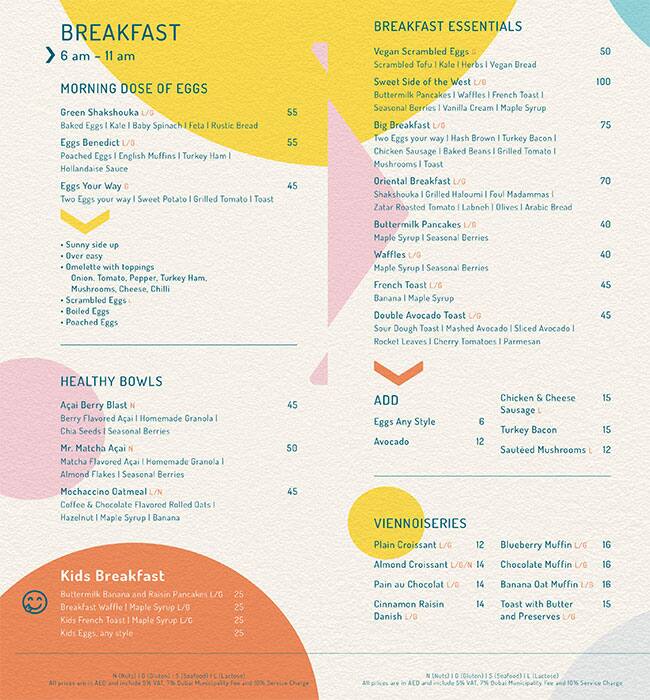 Menu of Fixie Cafe, Palm Jumeirah, Dubai