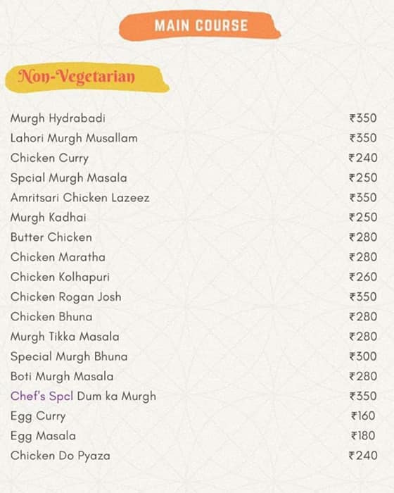 Menu of The Garnet, Magarpatta, Pune
