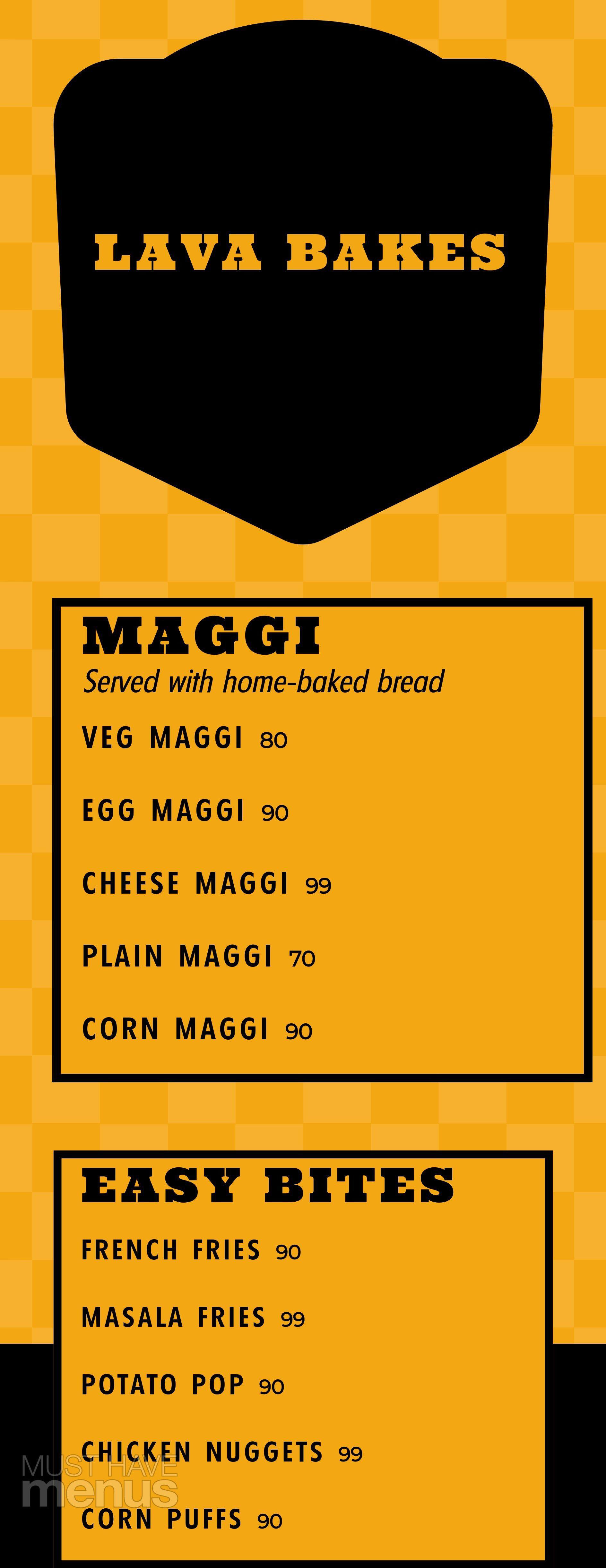 Menu of Lava Bakes, Marathahalli, Bangalore