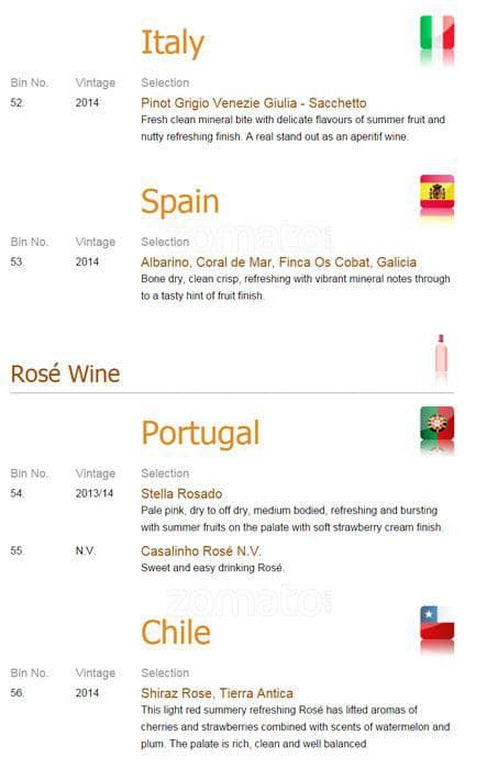 Menu at Rodizio Rico restaurant, London, The Screen on the Green