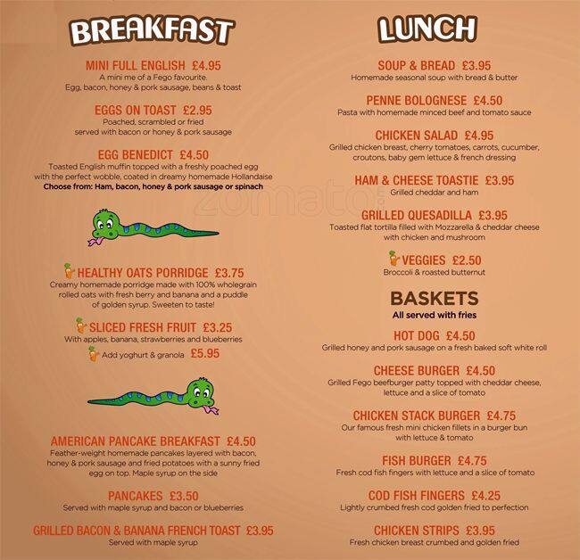 Menu at Fego cafe, Cobham, 14 Anyards Rd