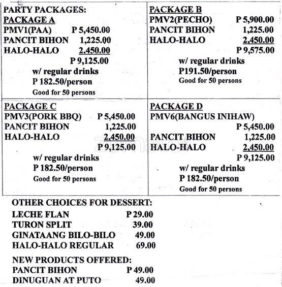 Menu at Mang Inasal BBQ, Manila