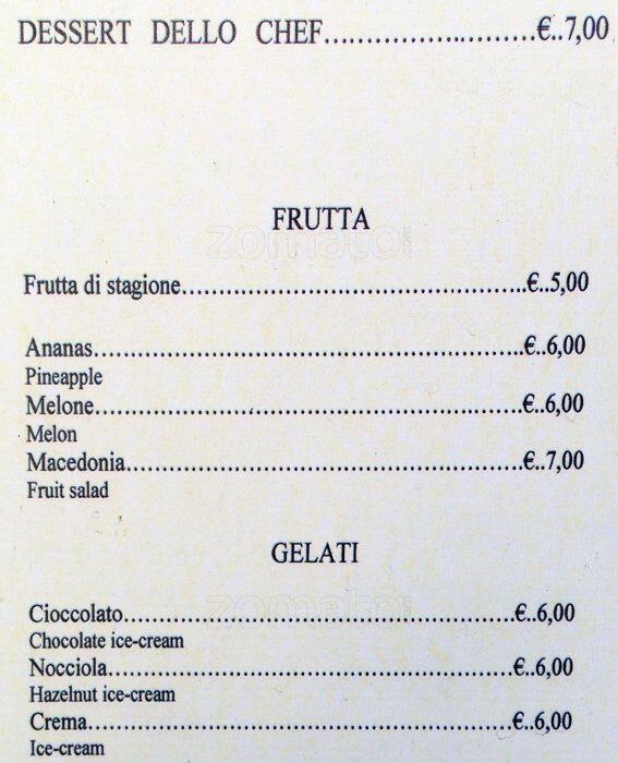 Menu da Ristorante Pizzeria Le Volte, Roma
