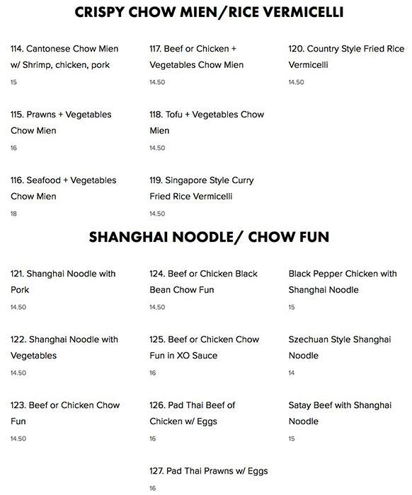 Menu at Phoenix Kitchen restaurant, Calgary