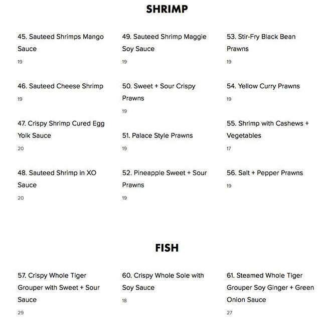 Menu at Phoenix Kitchen restaurant, Calgary