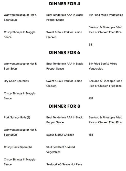 Menu at Phoenix Kitchen restaurant, Calgary