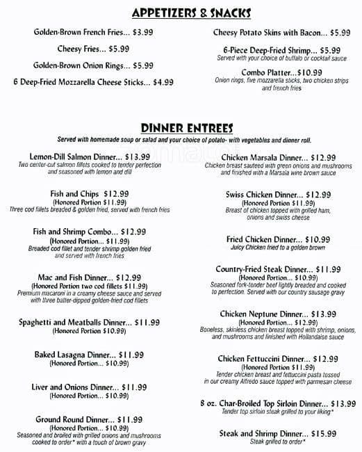 Menu at Jay's Cafe, Kenmore