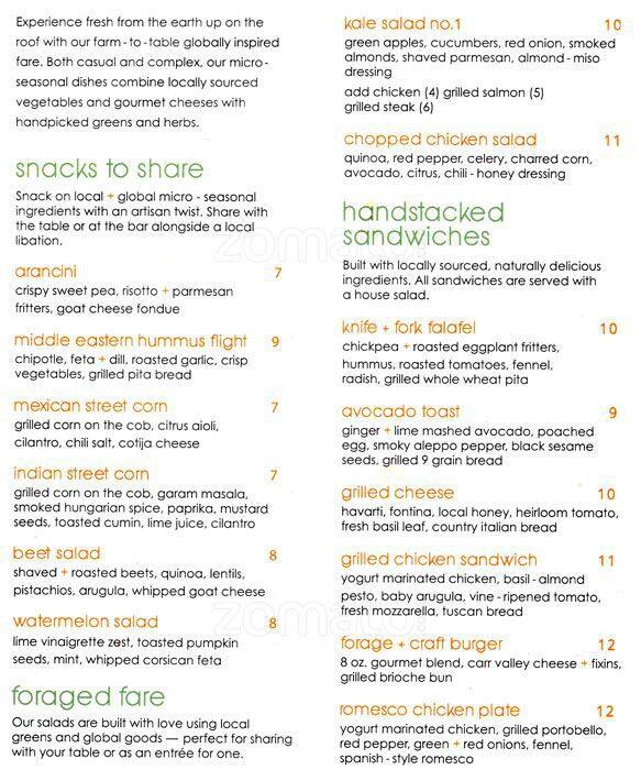 Forage+Craft Menu, Menu for Forage+Craft, Skokie, Chicago - Urbanspoon ...