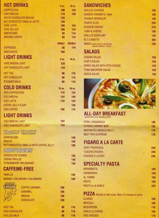 Figaro Menu, Menu for Figaro, San Roque, Rizal - Zomato Philippines