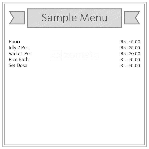 Menu of Sri Devi Darshan, Bannerghatta Road, Bangalore