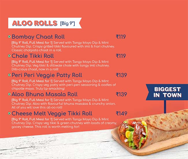 Menu of Mealful Rolls - India's Biggest Rolls, Kharadi, Pune