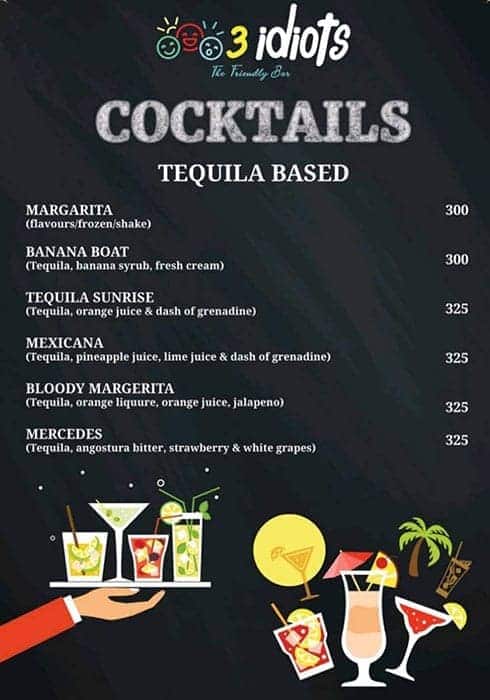 Menu of 3 Idiots - The Friendly Bar, Pimple Gurav, Pune
