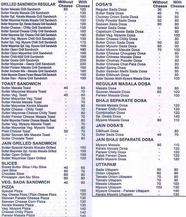 Geeta Fast Food Menu, Menu for Geeta Fast Food, Mira Road, Mumbai - Zomato