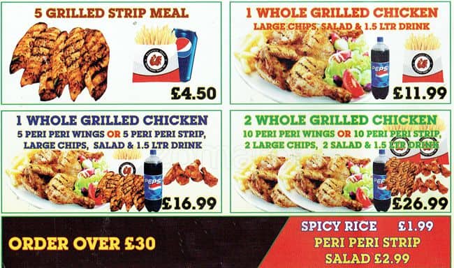 Menu at Roosters Spot restaurant, London, 926 Brighton Rd