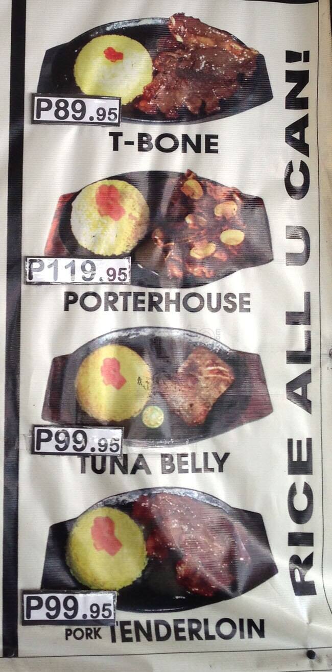 Menu at Sizzling Steak House restaurant, Makati, Evangelista Street