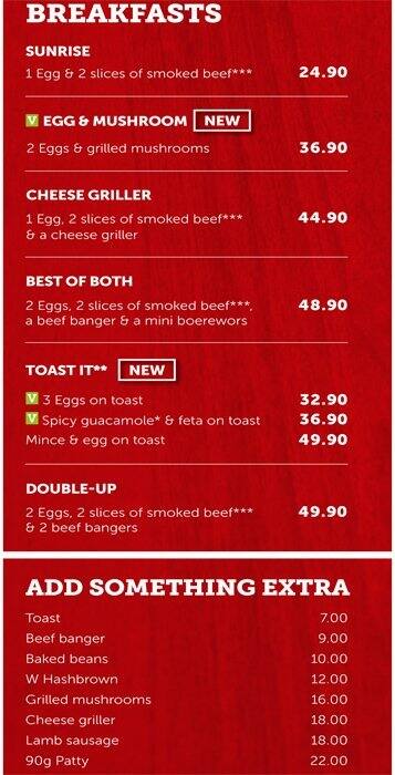 Wimpy Menu, Menu for Wimpy, Malmesbury, Cape Town - Zomato SA