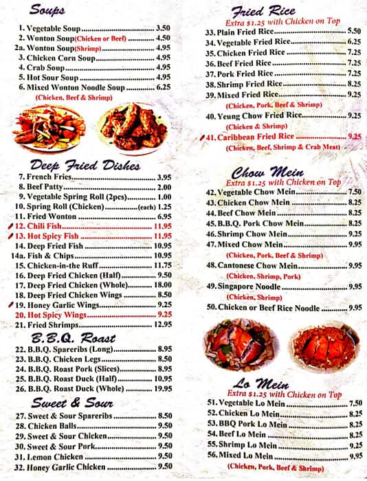 Menu at Friendship Restaurant, Toronto