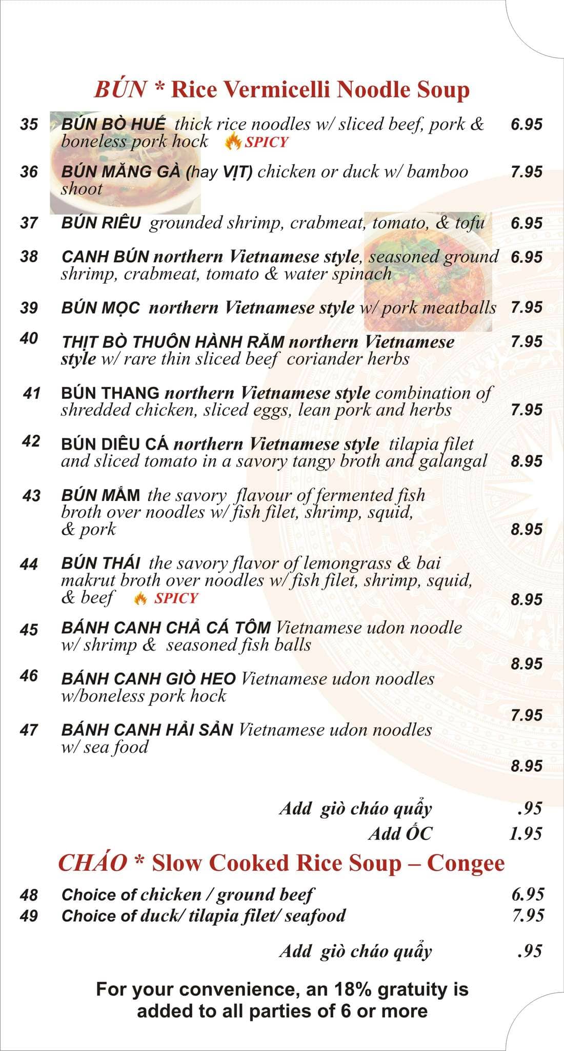 Menu at Lac Viet Bistro restaurant, Orlando
