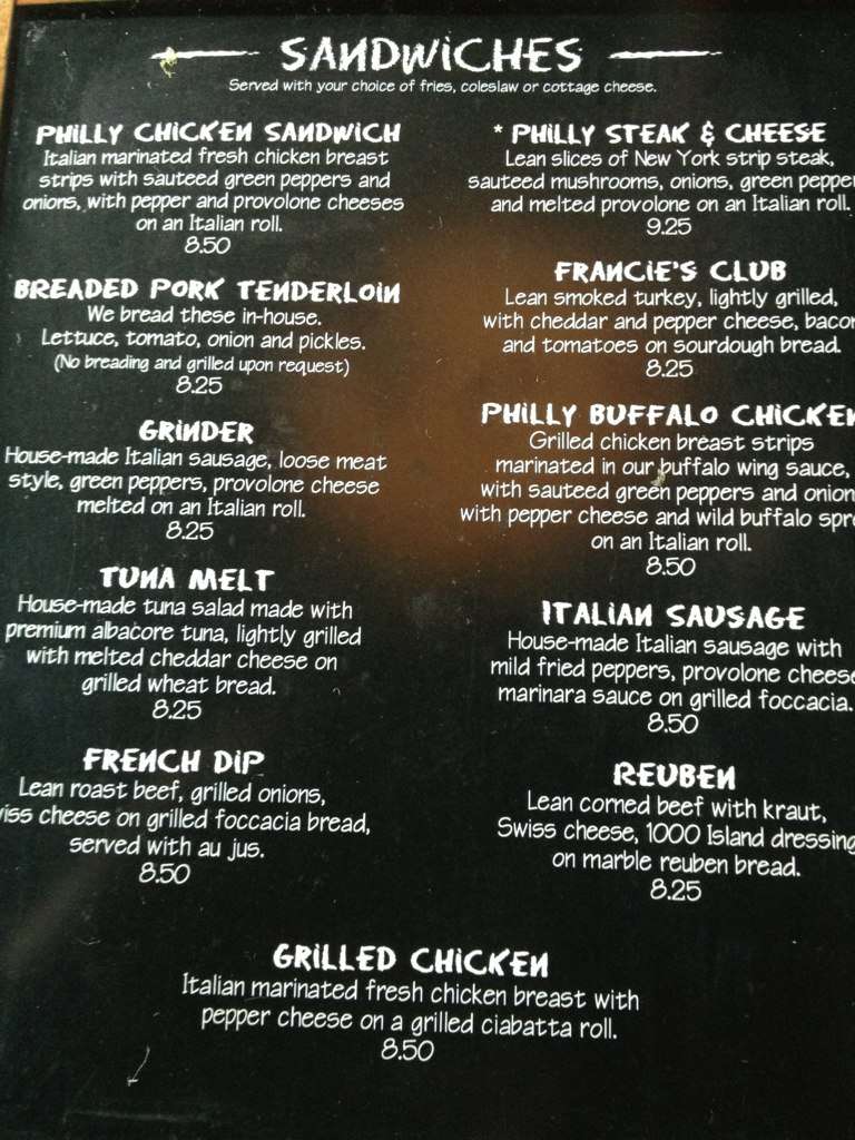 Menu at Francies pub & bar, Des Moines