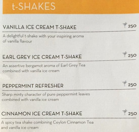 Menu at Dilmah t-Bar, Cebu City