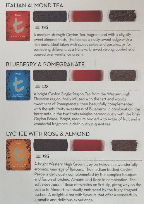 Menu at Dilmah t-Bar, Cebu City