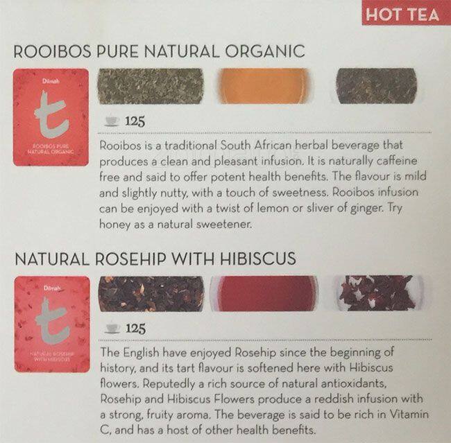 Menu at Dilmah t-Bar, Cebu City