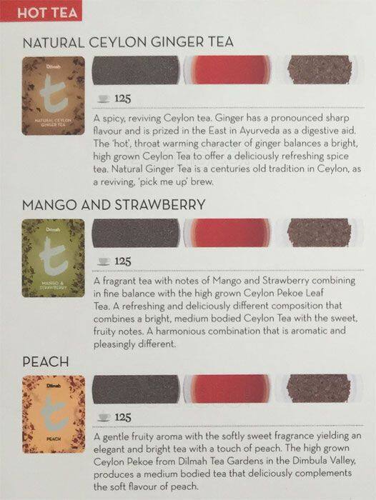 Menu at Dilmah t-Bar, Cebu City