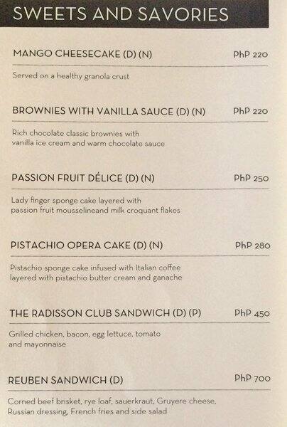 Menu at Dilmah t-Bar, Cebu City