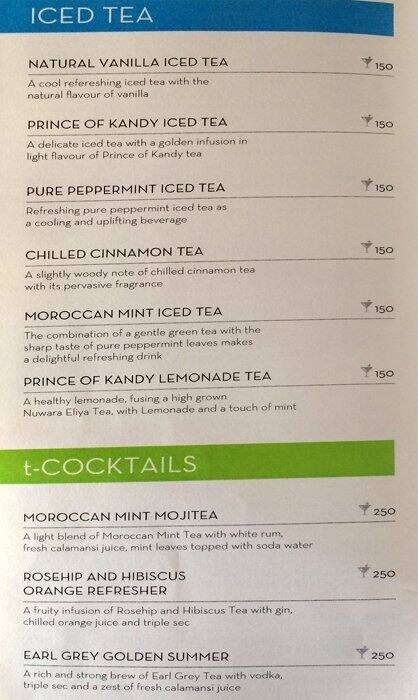 Menu at Dilmah t-Bar, Cebu City