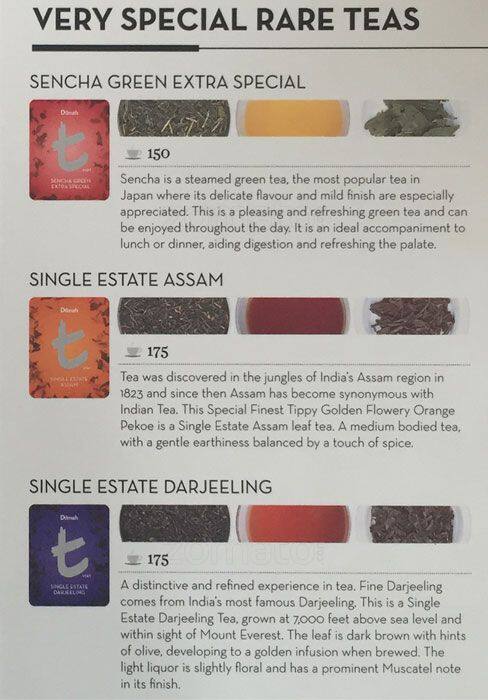 Menu at Dilmah t-Bar, Cebu City