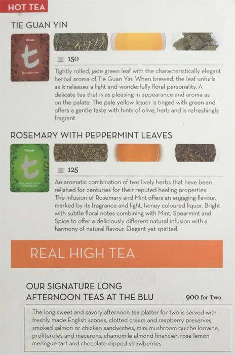 Menu at Dilmah t-Bar, Cebu City