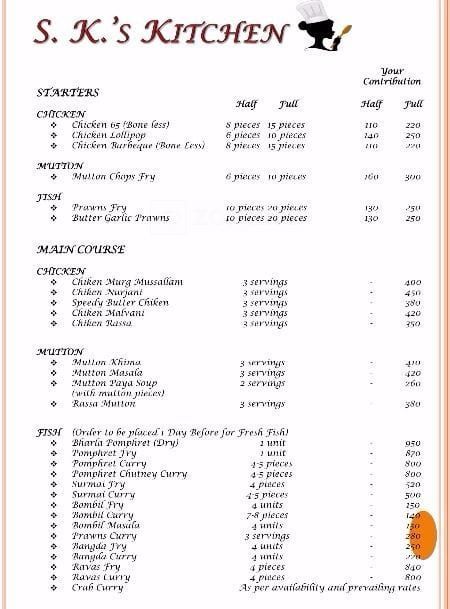 SK's Kitchen Menu, Menu for SK's Kitchen, Sadashiv Peth, Pune - Zomato