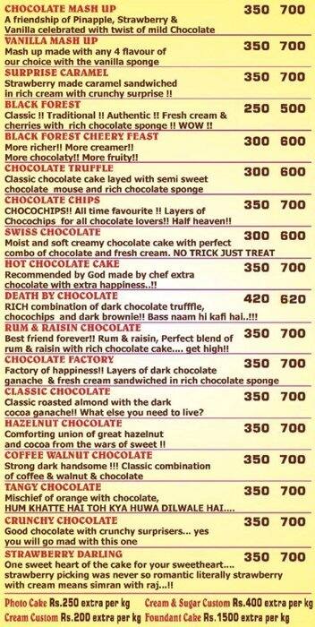 The Cake Factory Menu, Menu for The Cake Factory, Mira Road, Mumbai ...