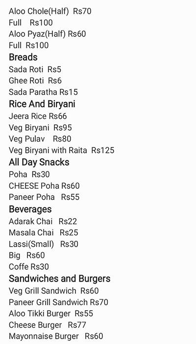 Menu at Krishna Thali House And Fast Food, Jaipur, 35-A