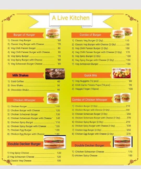 Menu of A Live Kitchen, Bhosari, Pune
