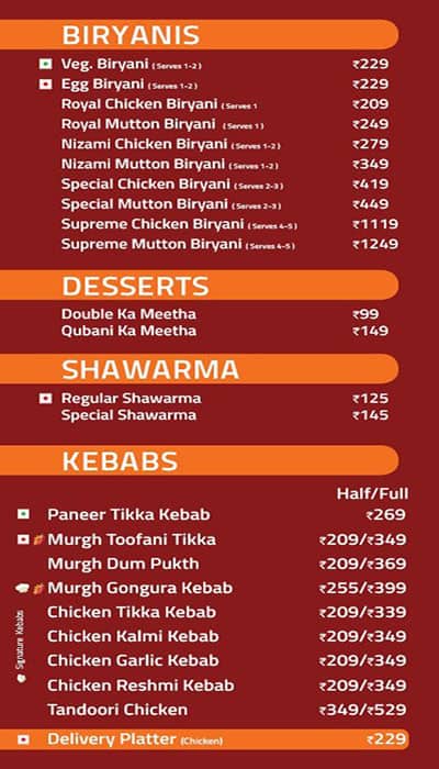 Menu of Biryani Corner House, Chembur, Mumbai