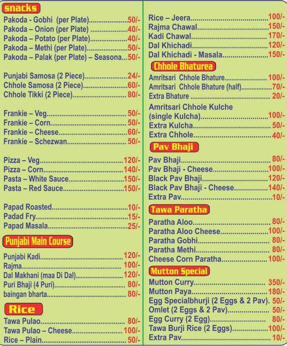 Menu of BG's Kitchen, Mira Road, Mumbai