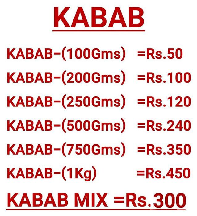 Menu of Best Kabab Point, Peenya, Bangalore
