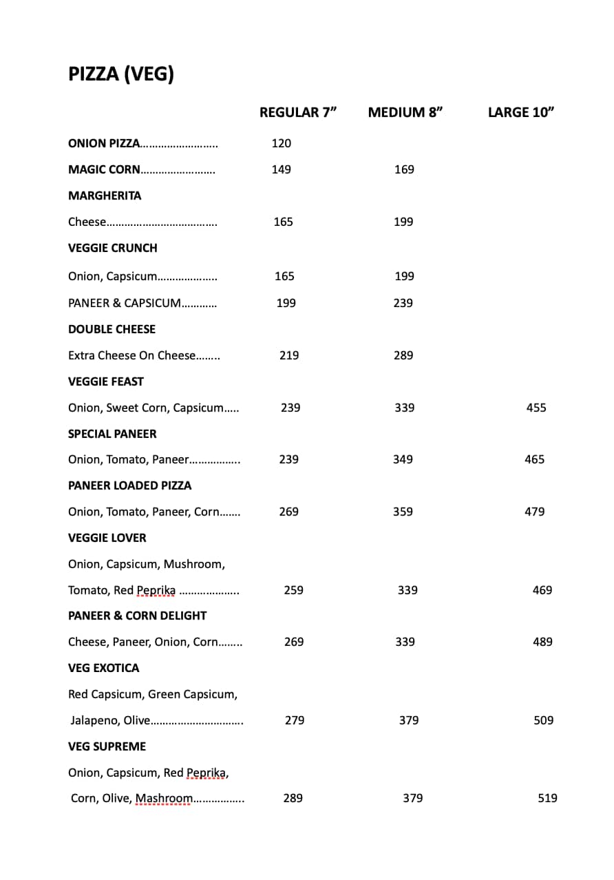 Menu of Dough Delight, Alpha 2, Greater Noida