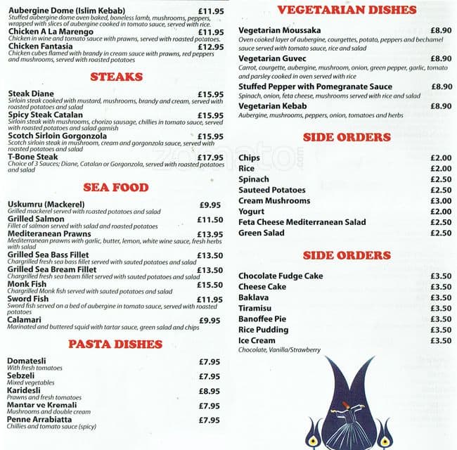 Menu at Mekan restaurant, Purley, Purley Parade