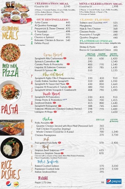Menu at Amici - Alabang Town Center restaurant, Muntinlupa