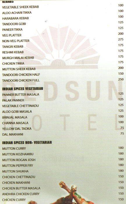 Menu at Simba's Regale, Chennai, 287